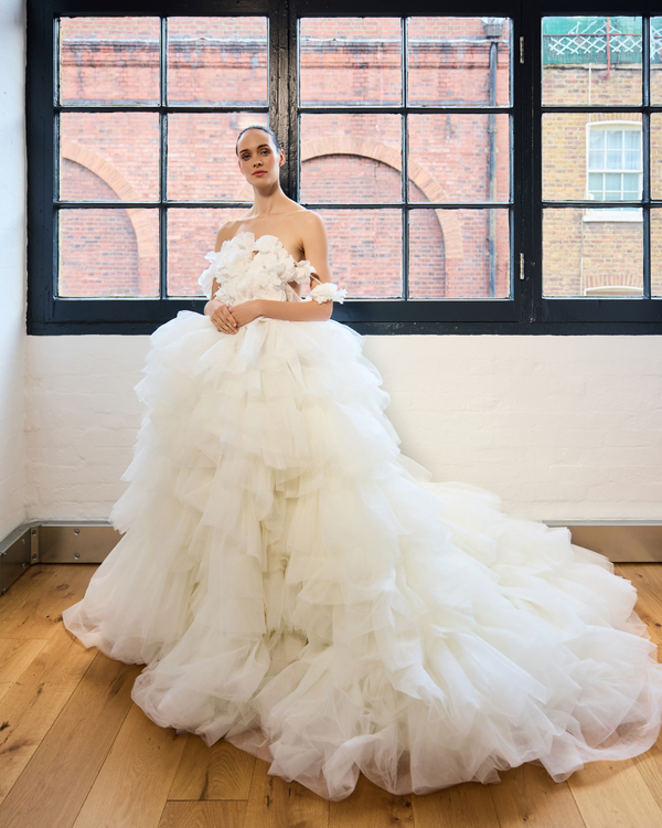 Azeena Silk Flower Strapless Corseted & Bodice Wedding Gown